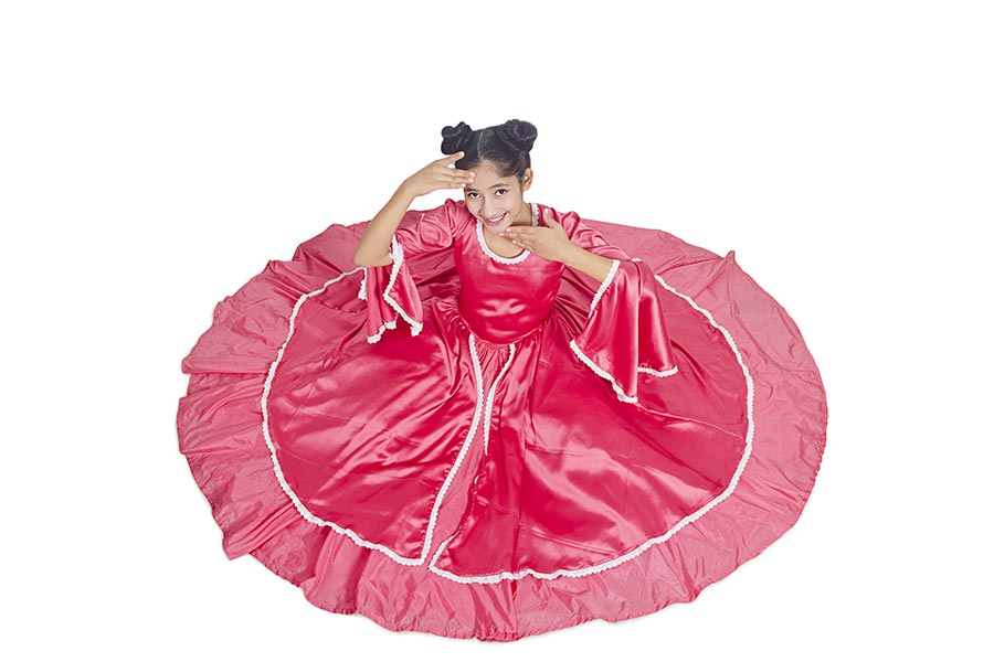 Full-length Beautiful Blond Young-Girl Wearing Frock Sitting-on-Floor ...