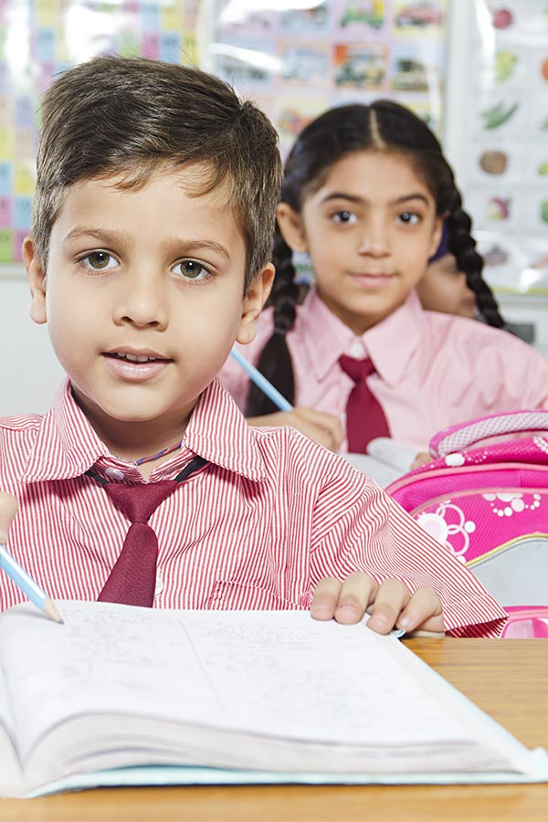 Indian Play-school Kids Students Studying Books Education In-Classroom