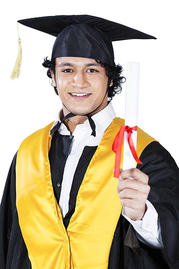 Indian College Young Man Graduate Student Showing Degree Successful ...